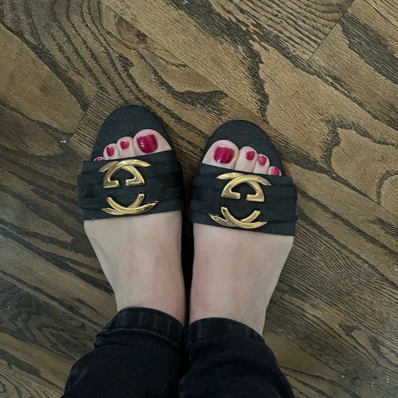 Gucci | Shoes | Gucci Flats 375 With Gold Letters | Poshmark